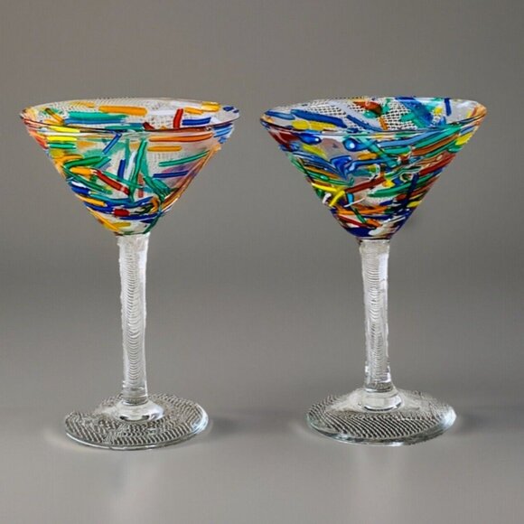 Pier 1 | Dining | 2 Pier Rainbow Confetti Martini Glasses | Poshmark